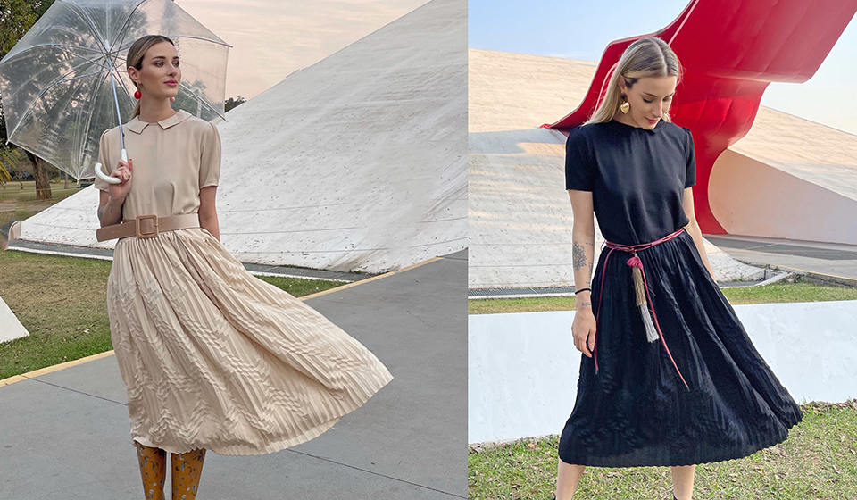 Jornal T – Estampados e plissados são o novo foco de Bárbara Baraldi